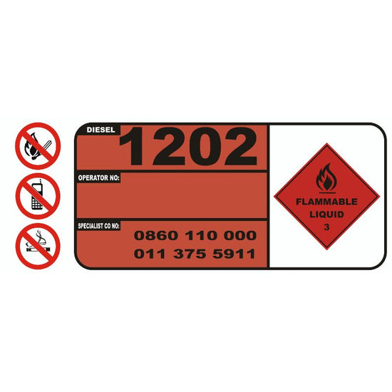 Diesel De-cal warning plate | Diesel Bowser